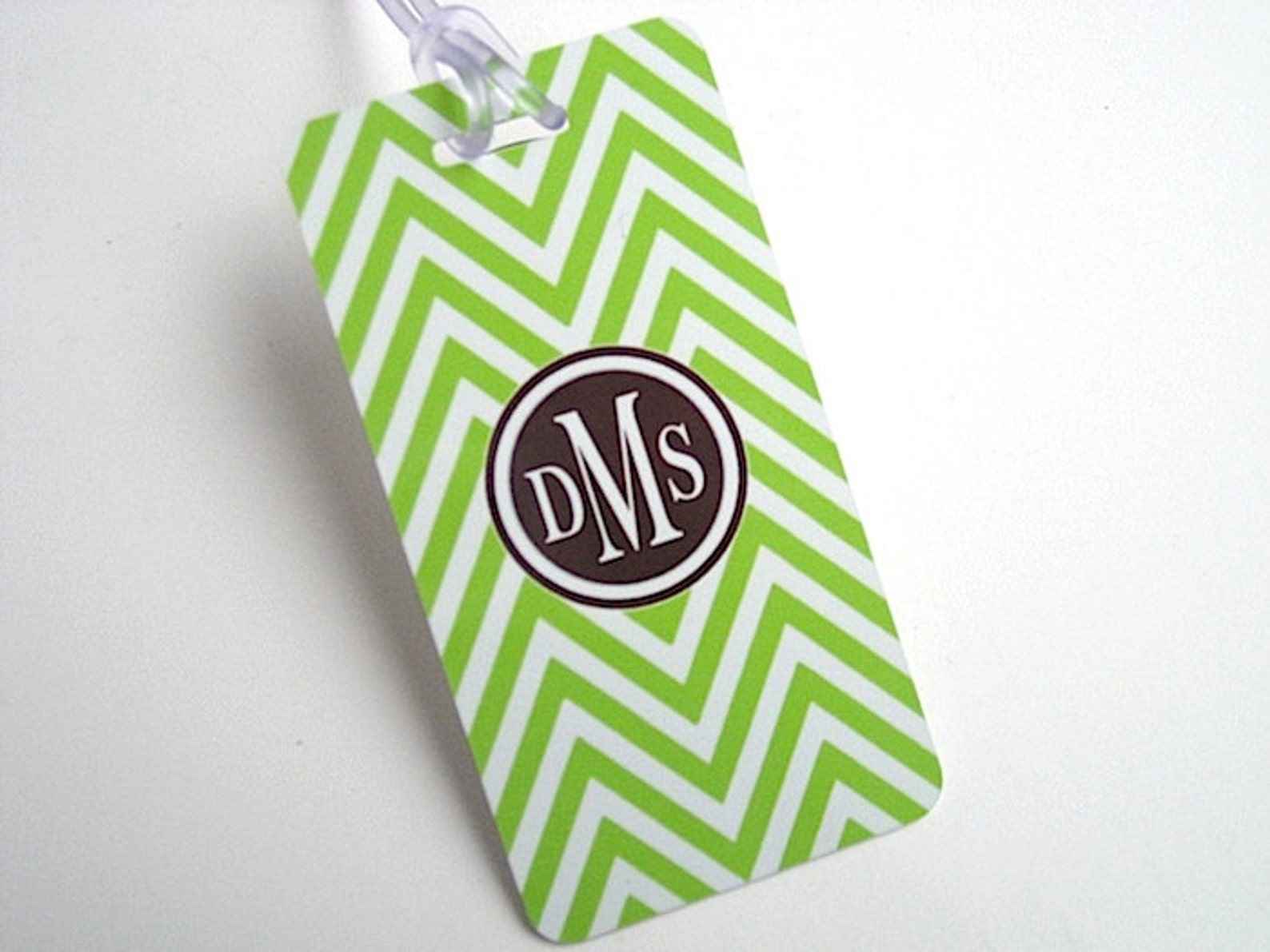 Luggage Tag Pair Lime Green Chevron Custom Monogram Luggage - Etsy