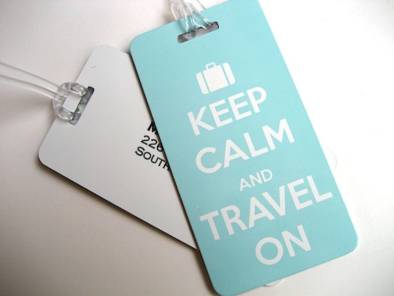 Luggage Tag Pair Keep Calm and Travel on Luggage Tag Pair - Etsy