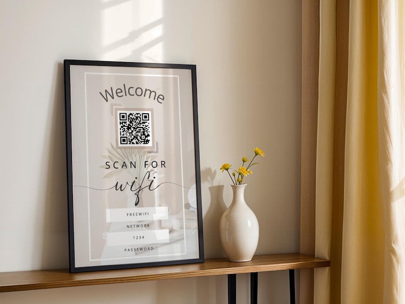 Airbnb Wifi Sign Template | Editable Canva Wifi QR Code Sign ...