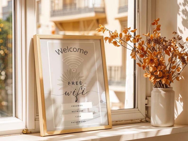 Airbnb Wifi Sign Template | Editable Canva Wifi QR Code Sign ...