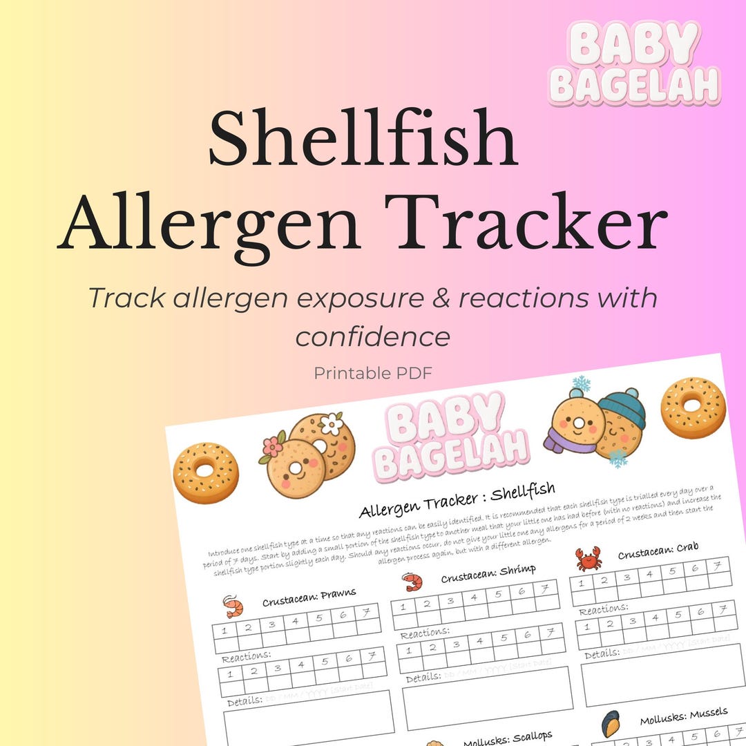 Baby Shellfish Allergen Tracker | Food Reaction Log (digital Download ...