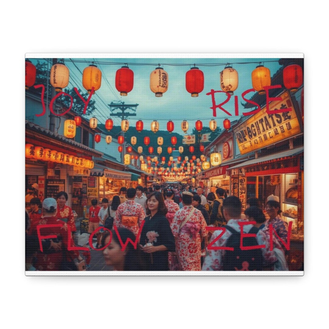 Japanese Lantern Street Scene Matte Canvas | Festival Night Wall Art - Etsy