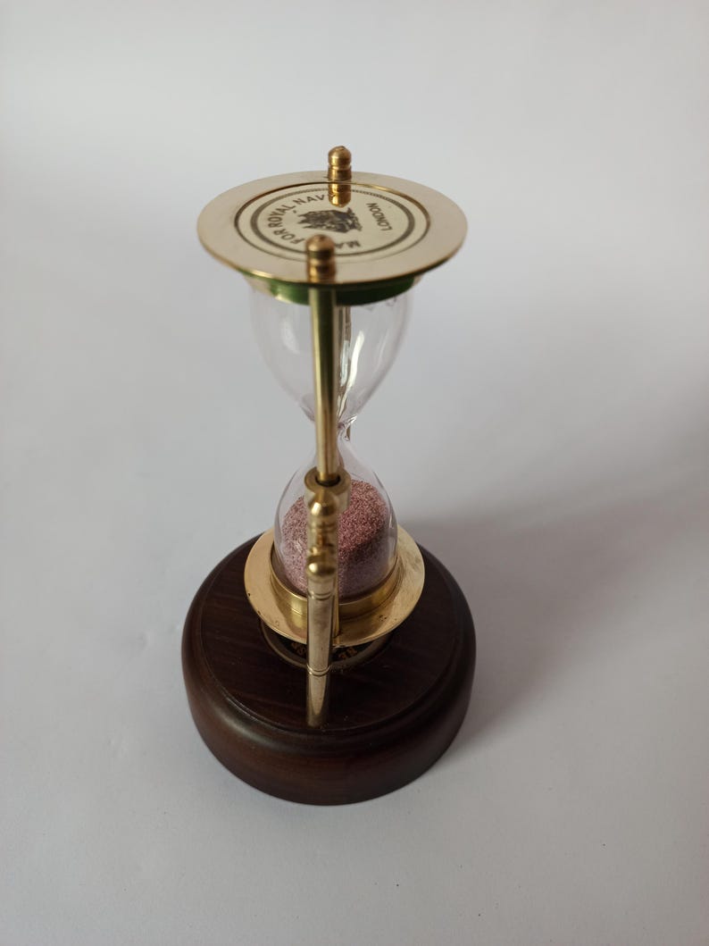 Brass Hourglass With Compass | Vintage Nautical Desk Decor - Etsy