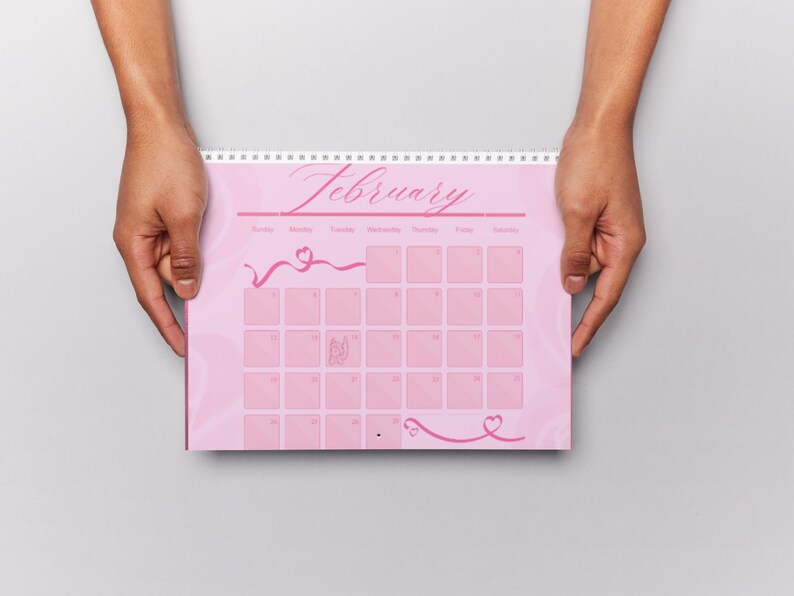 Editable and Printable February Calendar | Valentine's Day Calendar ...