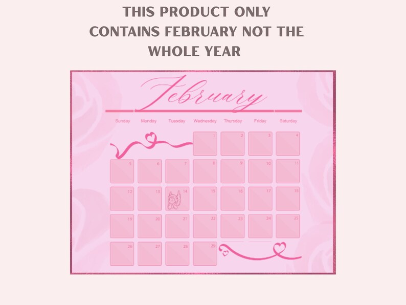 Editable and Printable February Calendar | Valentine's Day Calendar ...