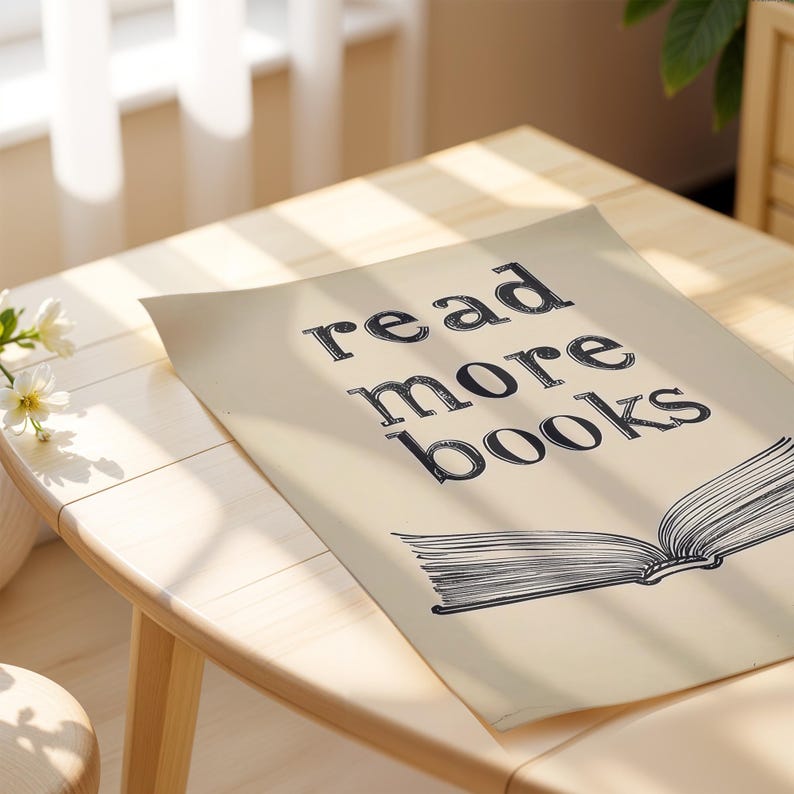 Cozy Farmhouse Wall Art - Read More Books Typography Print - Etsy