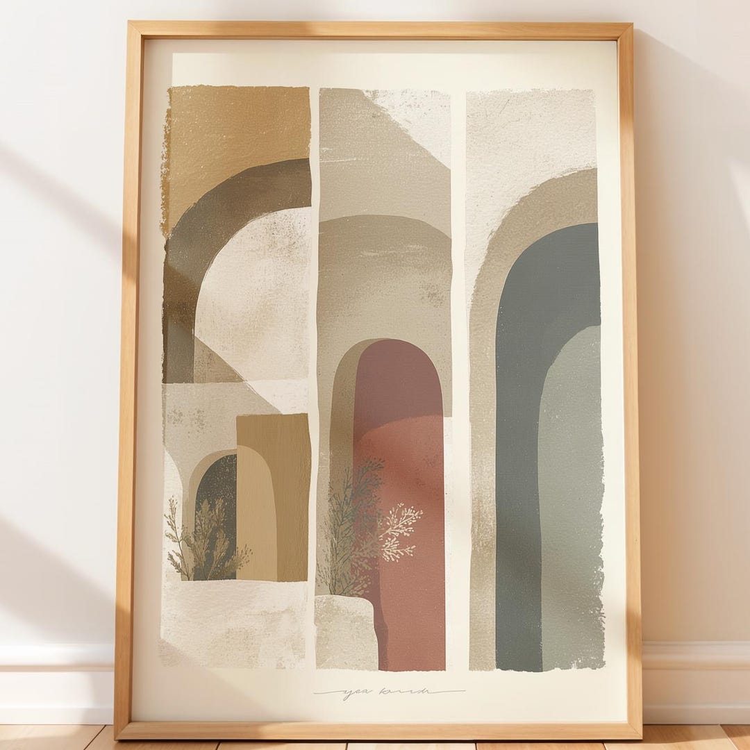 Minimalist Wall Art - Beige Archway Composition, Modern Boho Art in ...