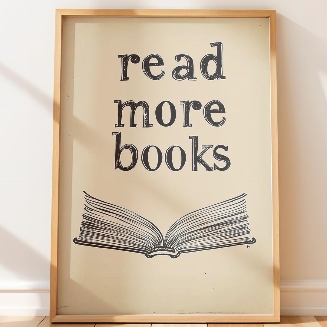 Cozy Farmhouse Wall Art - Read More Books Typography Print - Etsy