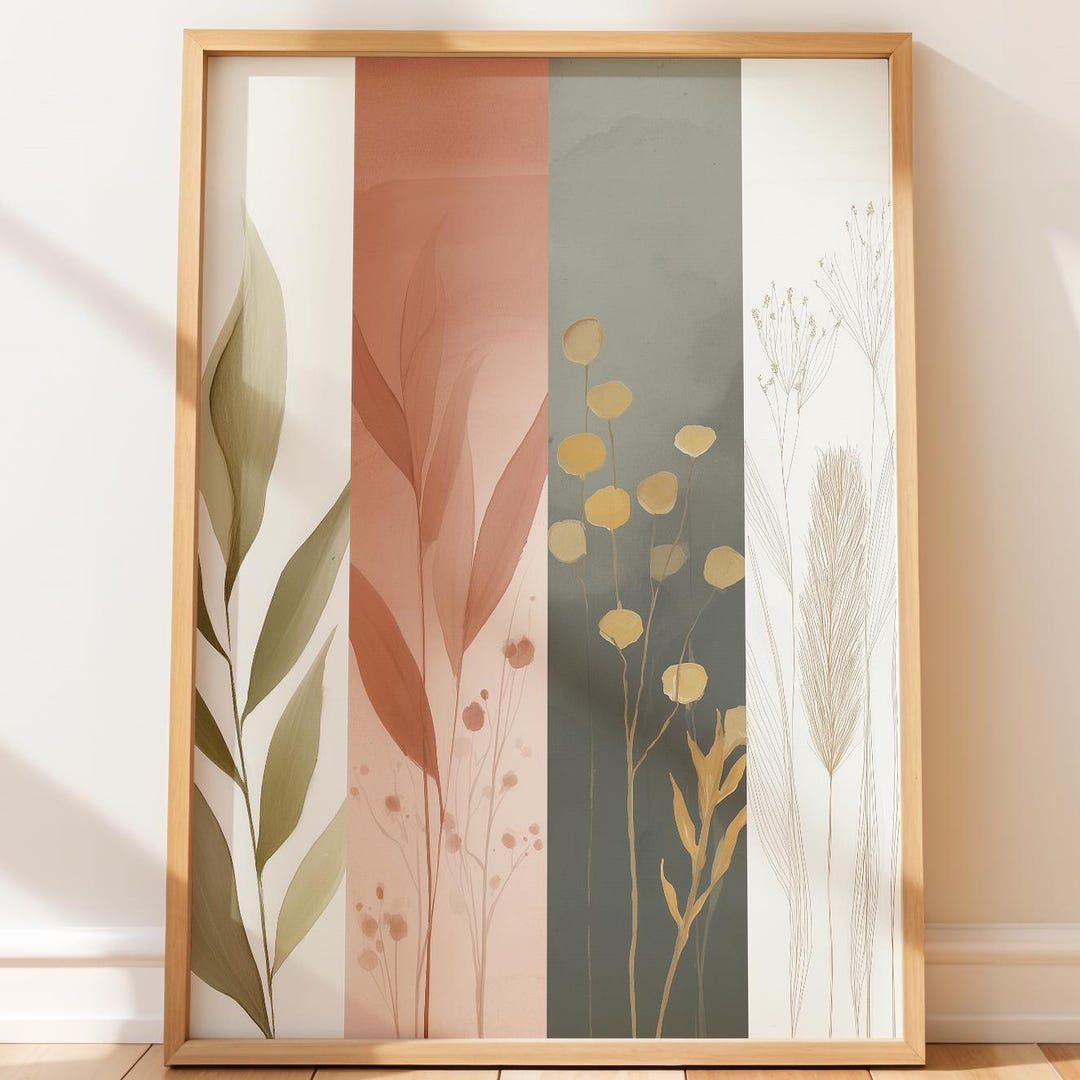Botanical Panel Art Print Set - Minimal Modern Farmhouse Botanical ...