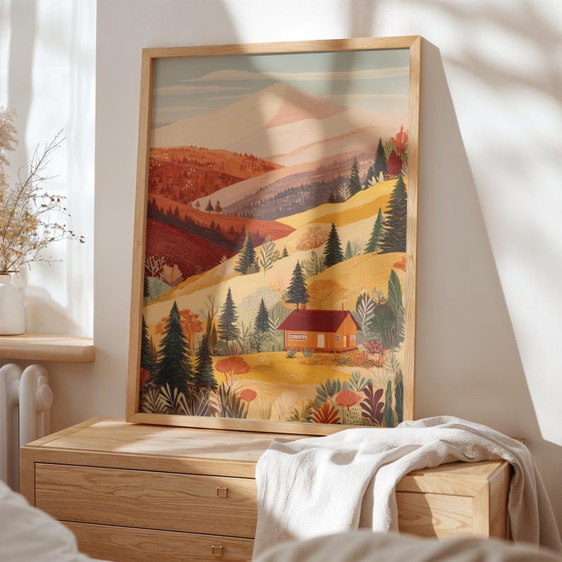 Woodland Cabin Wall Art: Autumn Tones - Rustic, Cozy Vibes - Etsy