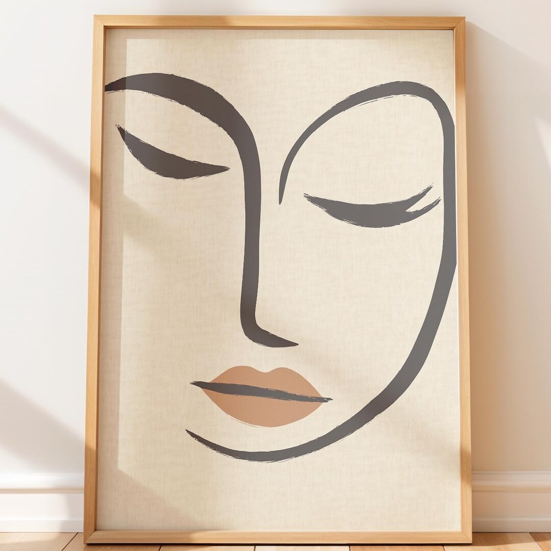Abstract Minimalist Face Art - Cubist-inspired Printable Illustration ...