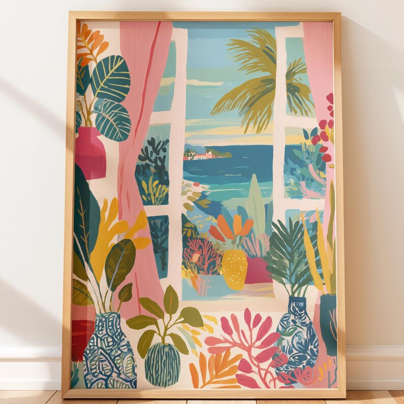 Tropical Coastal Art Print, Vibrant Beach Scene (multiple Sizes) - Etsy