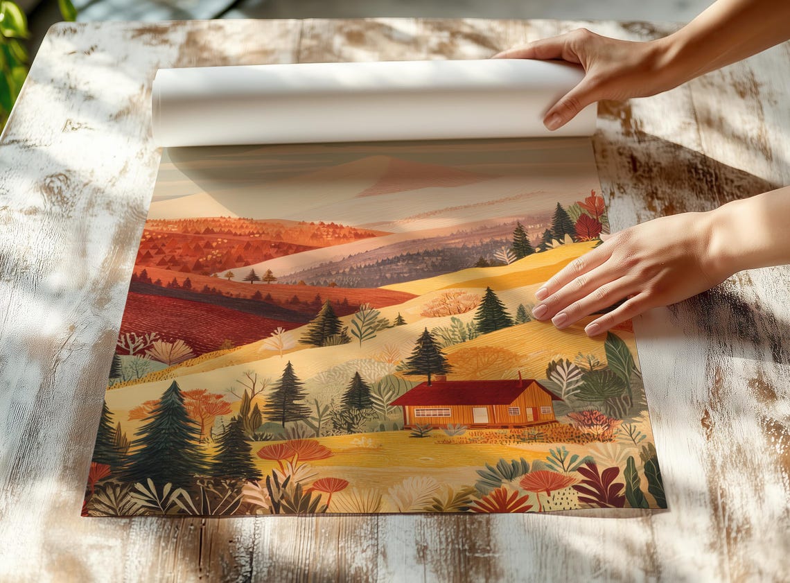 Woodland Cabin Wall Art: Autumn Tones - Rustic, Cozy Vibes - Etsy