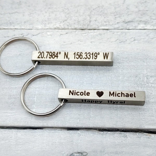 Coordinates Keychain - Etsy