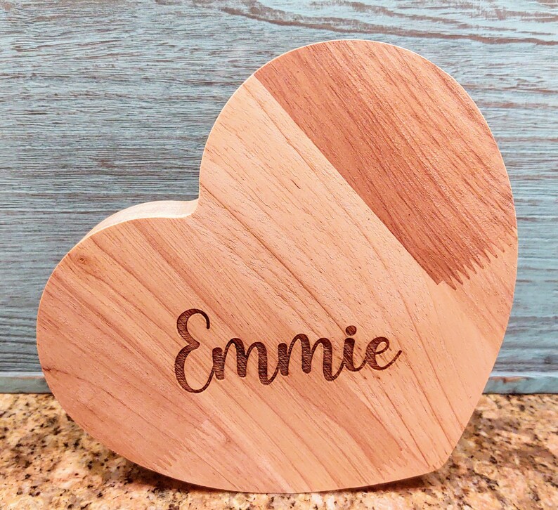 Custom Name Heart Wood Piggy Bank Personalized Coin Bank - Etsy