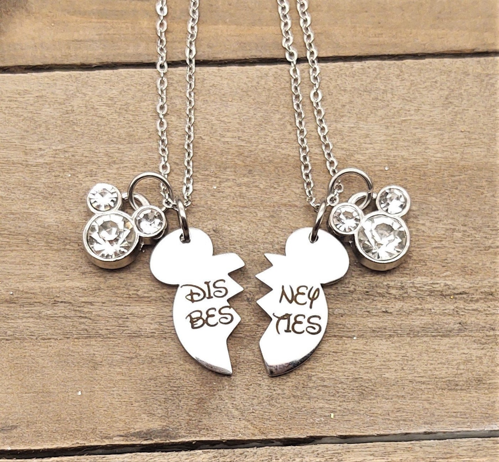 Set of 2 Disney Besties Best Friend Necklaces Personalized | Etsy