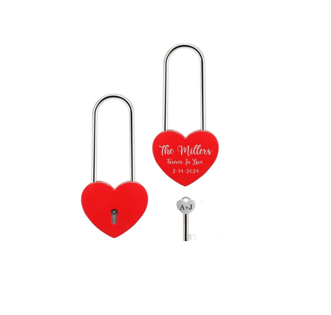 Personalized Names Wedding Date Anniversary Heart Love Lock Padlock W ...