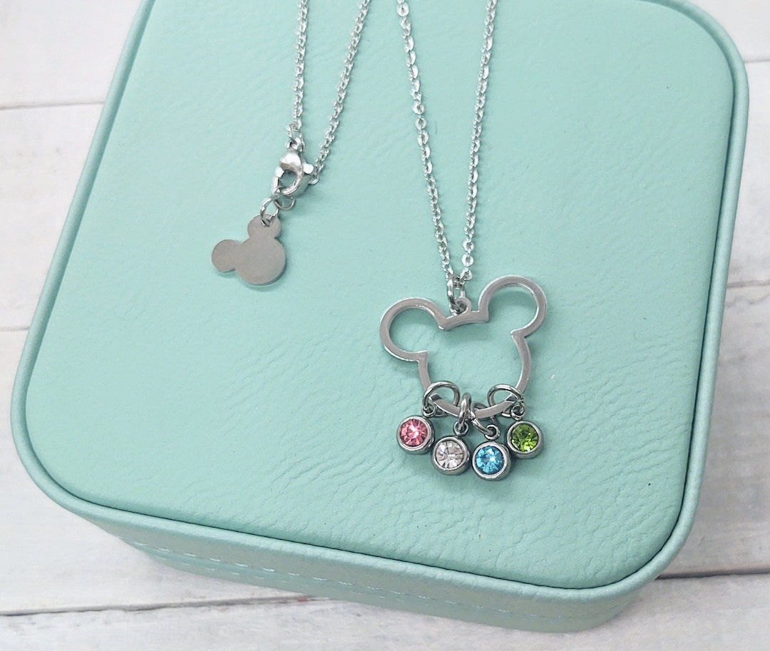 Birthstone Mickey Mouse Necklace Mom Grandma Aunt Mother's Day Jewelry ...