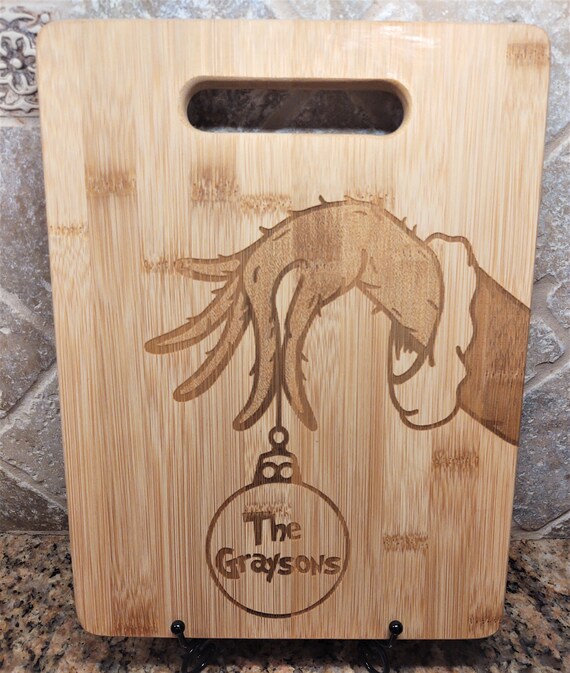 Grumpy Santa Hand Personalized Family Name on Ornament Cheese | Etsy