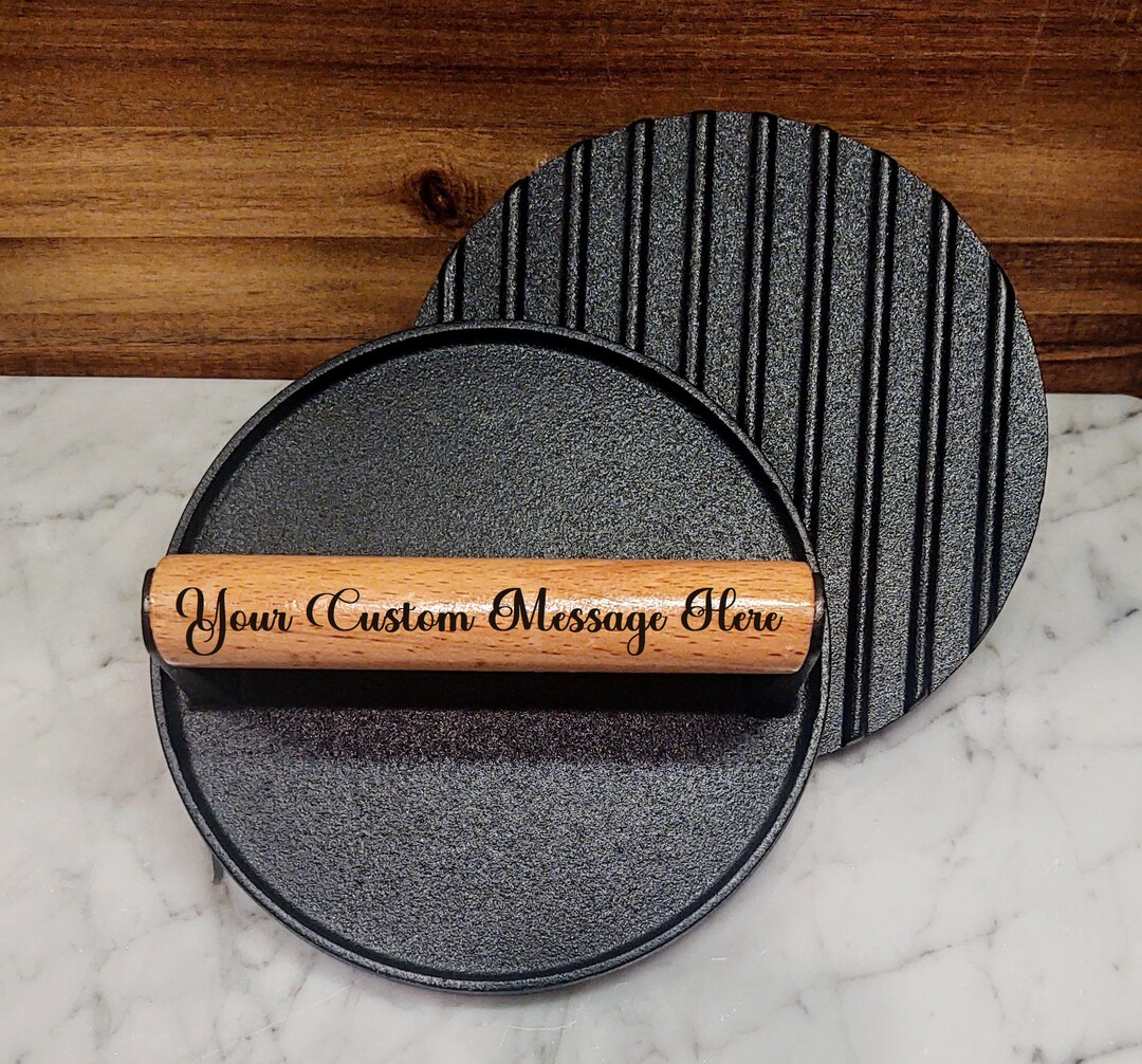 Burger Weight Personalized Custom Name Initials Cast Iron Bacon Steak ...