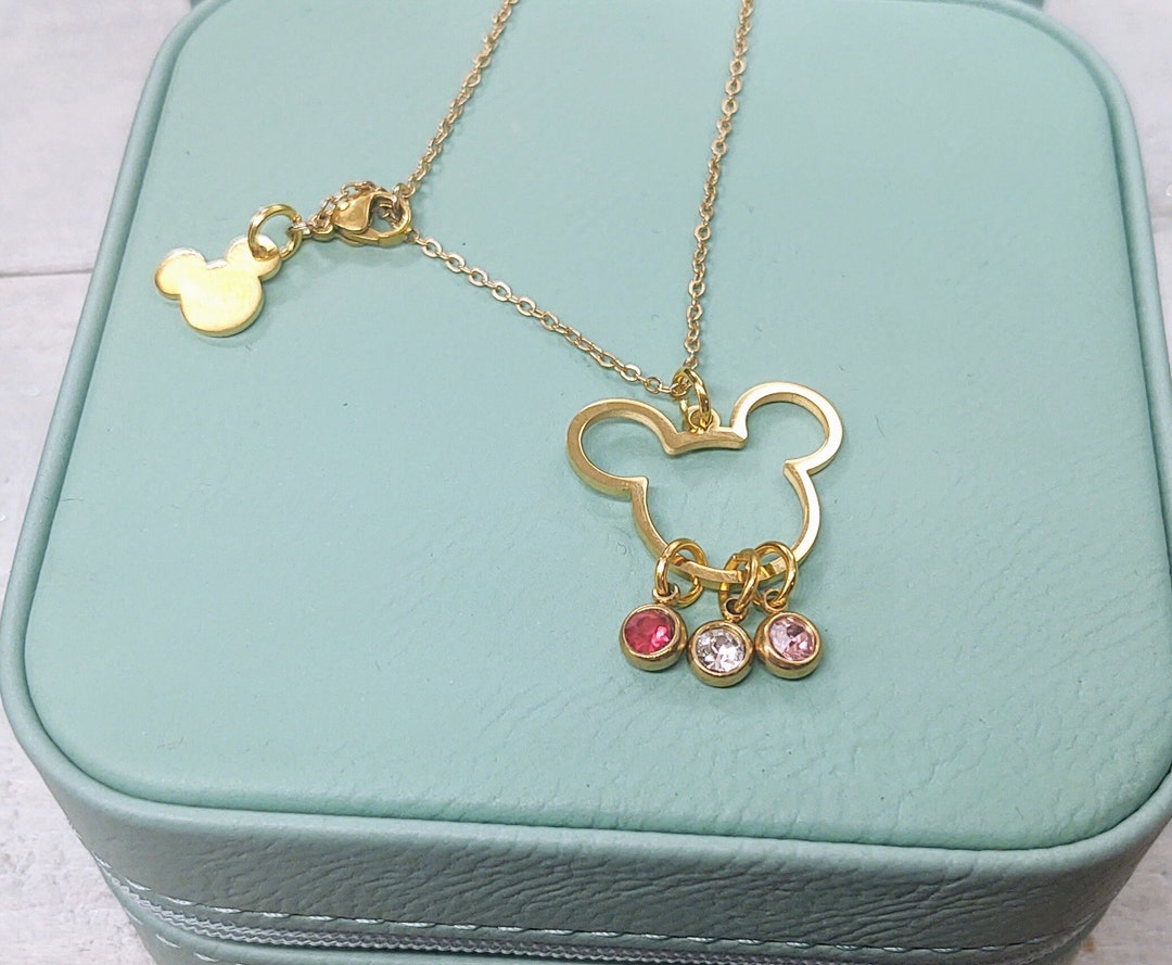 Birthstone Mickey Mouse Necklace Mom Grandma Aunt Mother's Day Jewelry ...