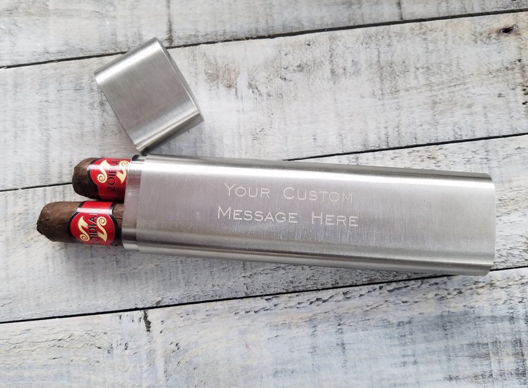 Personalized Stainless Steel Cigar Case With Your Custom Message ...