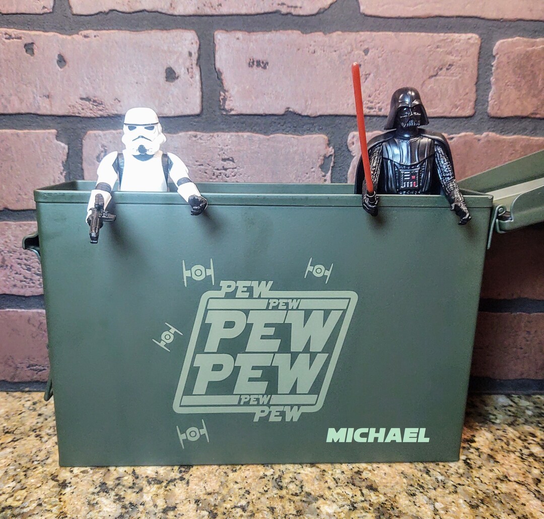 Personalized Name PEW PEW Star Wars Tie Fighters Military Ammo Box Can ...
