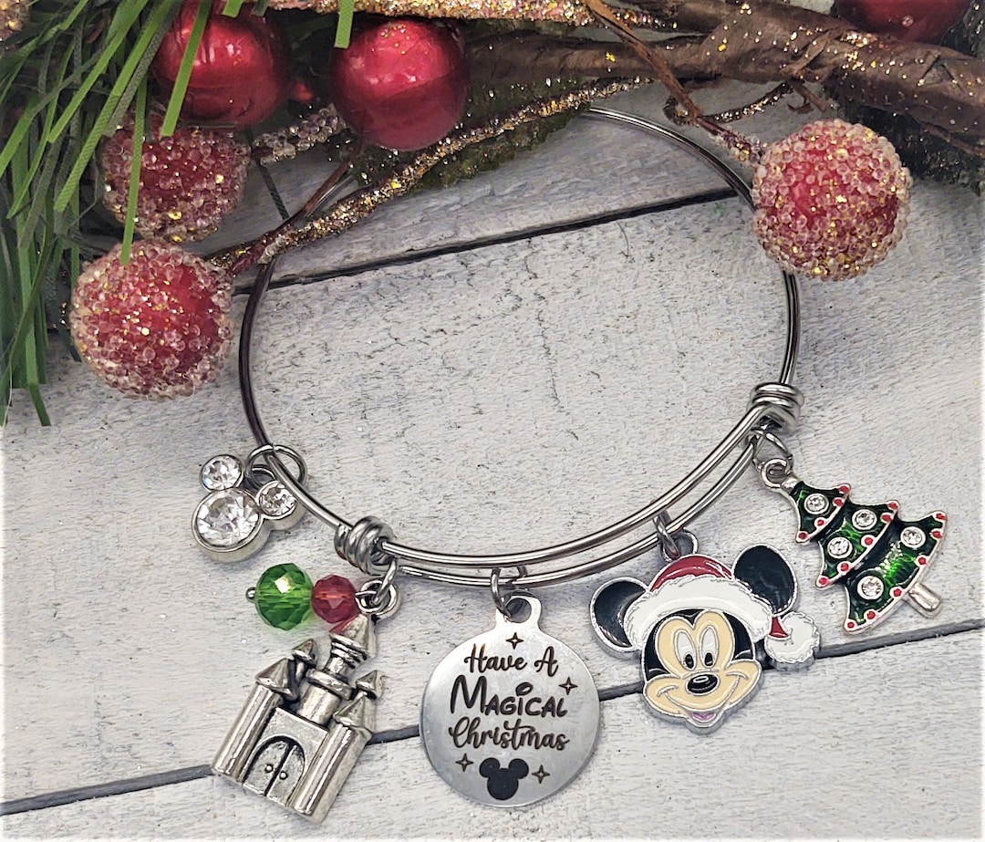 Have A Magical Christmas Mickey Mouse Santa Castle, Tree Charm Bracelet ...