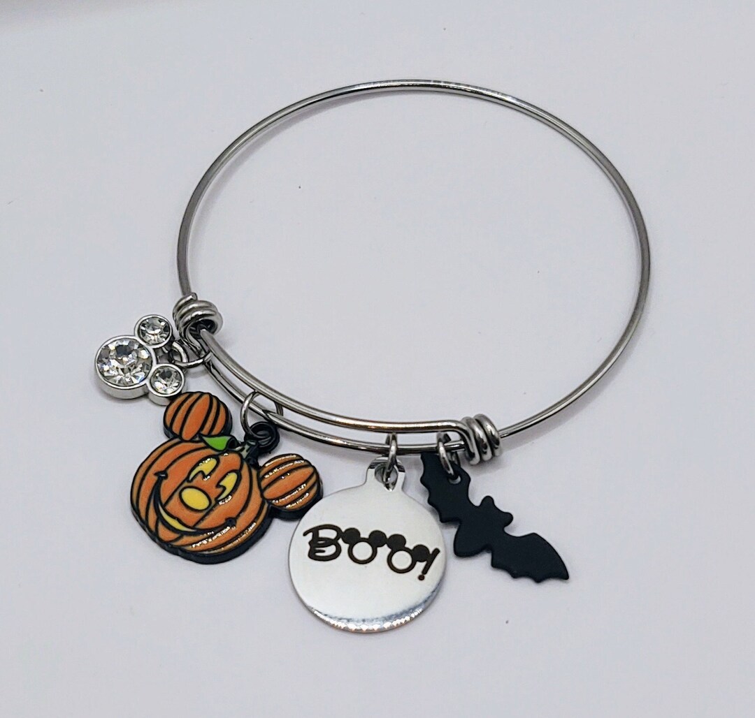 Boo Mickey Mouse Pumpkin Bat Halloween Party Inspired Bangle Charm ...