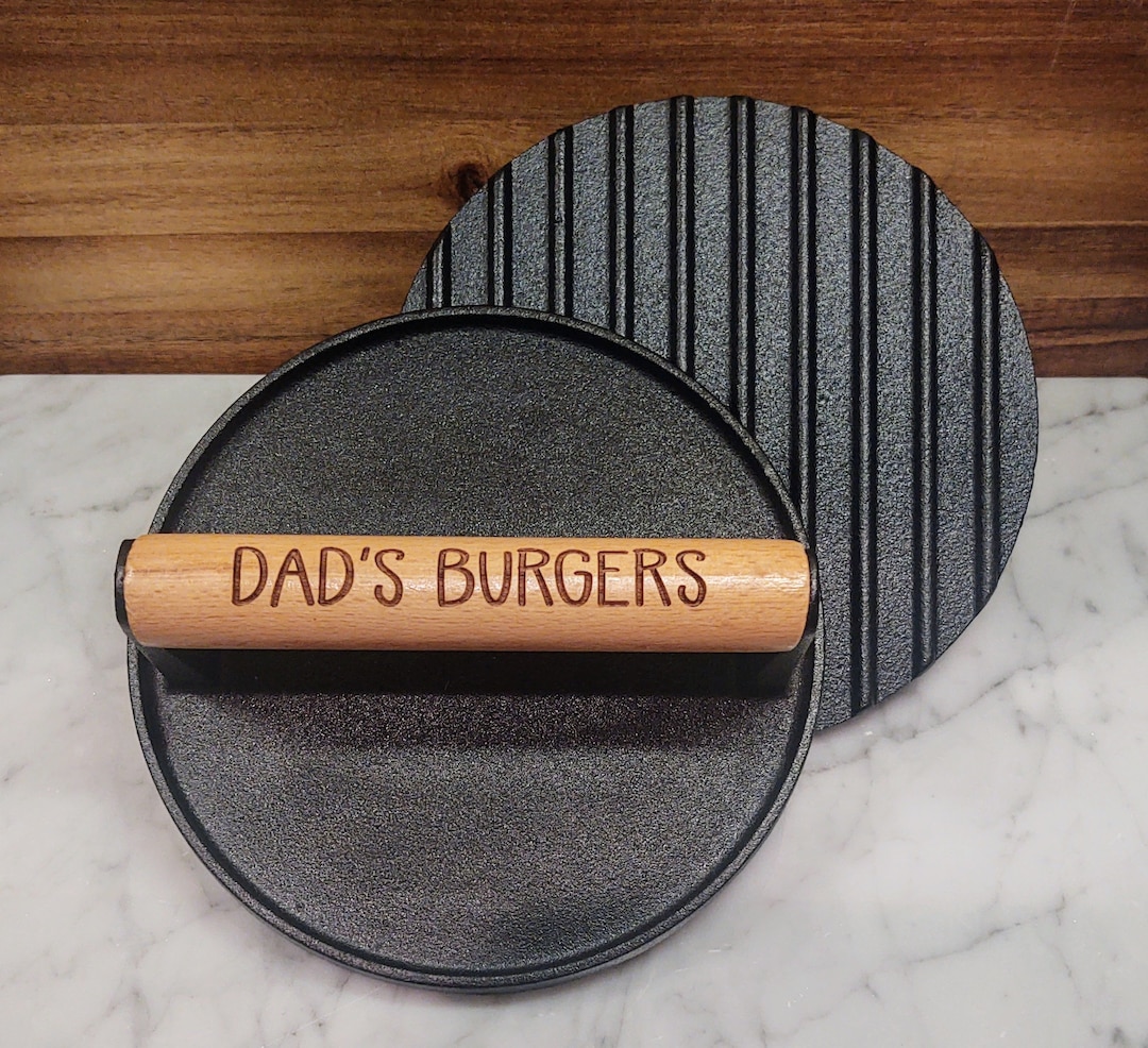 Burger Weight Personalized Custom Name Initials Cast Iron Bacon Steak ...
