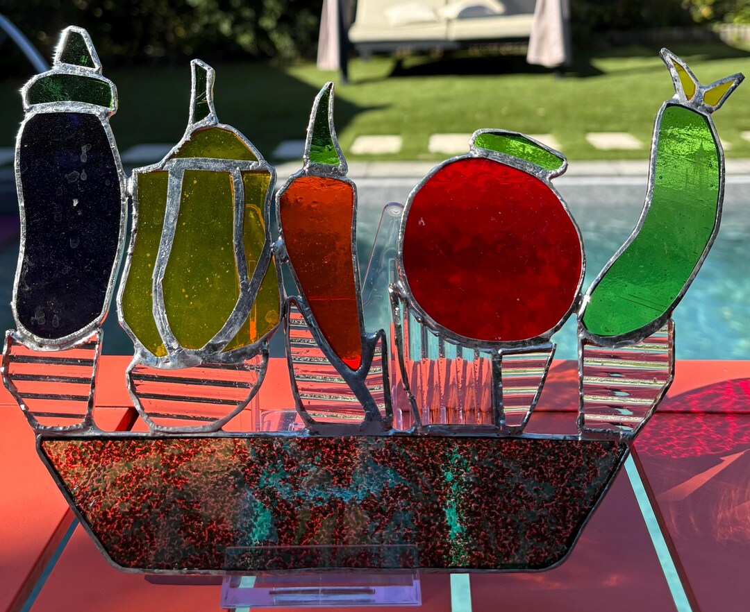 Tiffany Stained Glass Window "market Vegetable Basket" - Etsy