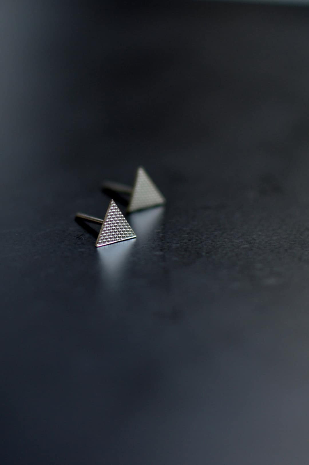 Sterling Silver Earrings Textured Triangles Ear Studs - Etsy