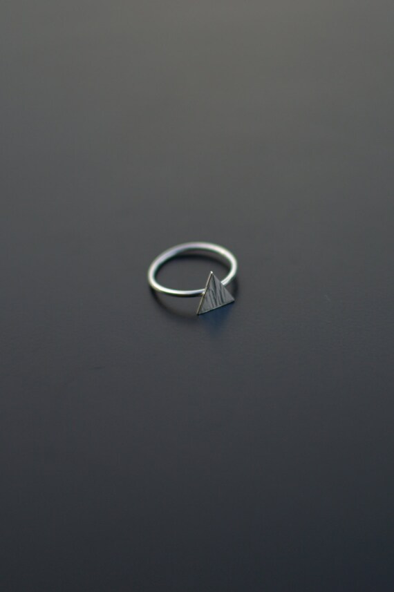 Sterling Silver Ring Triangle Ring Textured Mountain Ring | Etsy