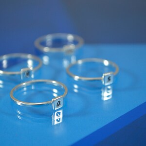 Three Initial Rings Square Set Personalized Rings Initial - Etsy