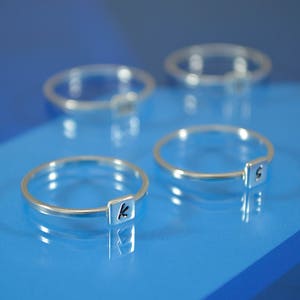Three Initial Rings, Square Set Personalized Rings, Initial Jewelry ...