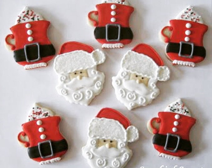 Santa Face & Hot Cocoa Cookies Christmas Sugar Cookies 1 - Etsy
