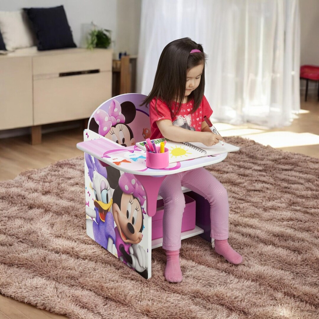 Children’s Disney Minnie Mouse Chair Desk With Storage Bin – Kids Study ...