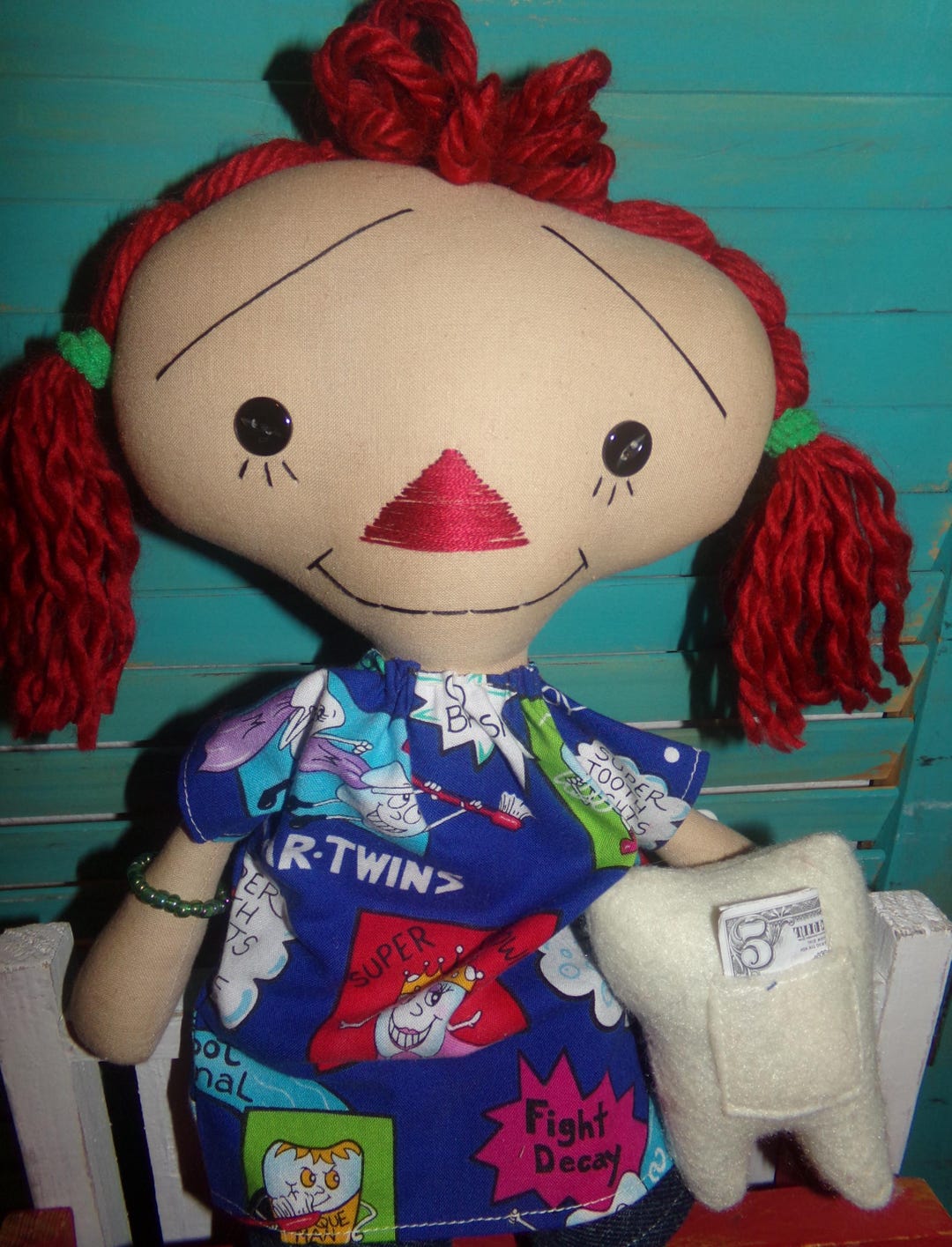 Raggedy Doll -handmade-tooth Fairy Pillow One of A Kind Collectible - Etsy