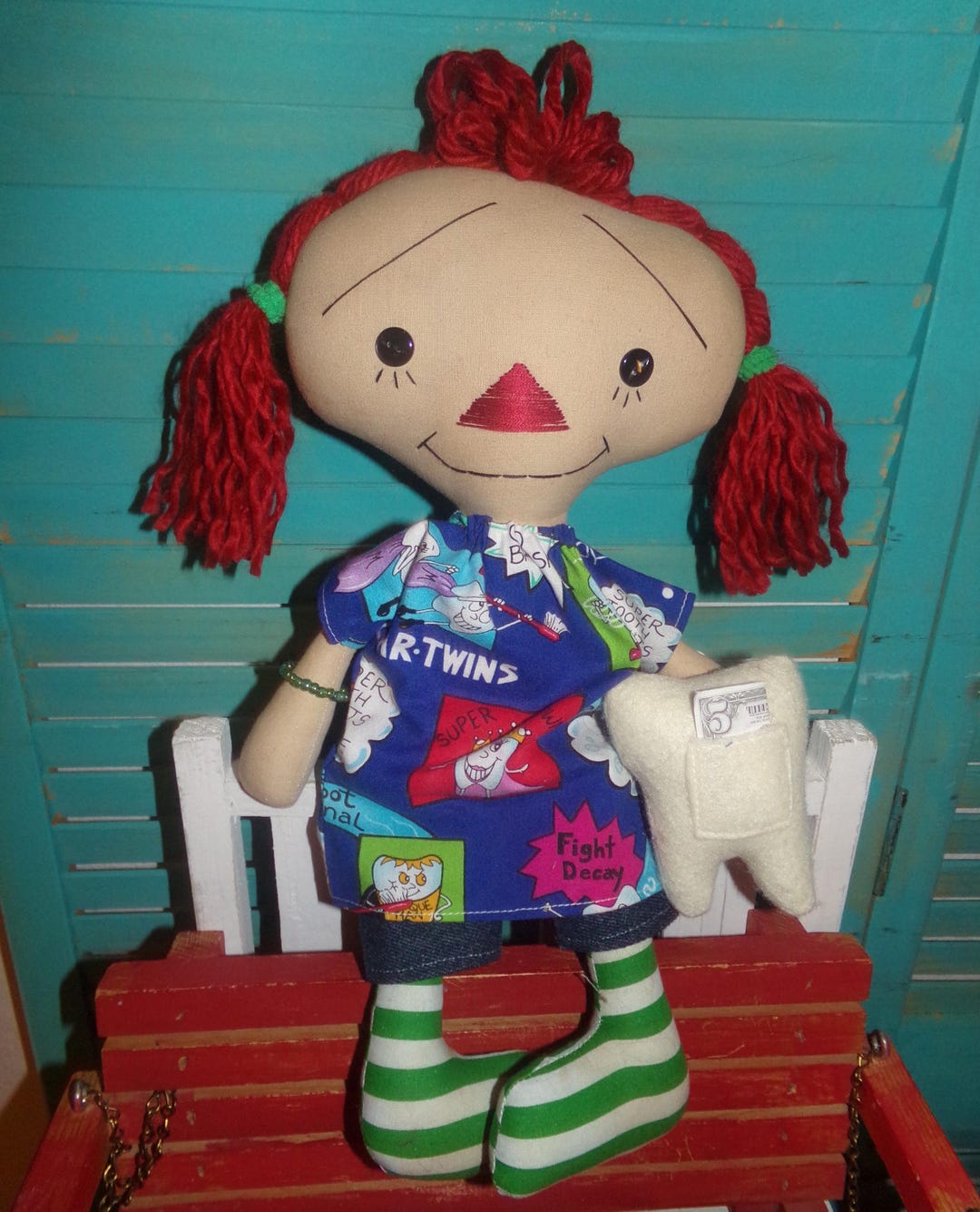 Raggedy Doll Loves Clean Teeth-handmade-tooth Fairy Pillow One of A ...