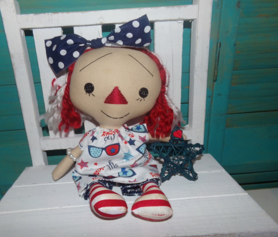 Patriotic Americana Girl Raggedy Annie Ann Doll Handmade 11" Ragdoll - Etsy