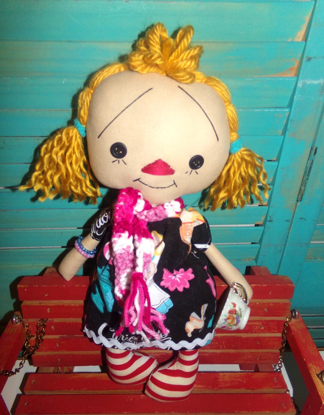 Alice in Wonderland Fan Girl Raggedy Doll Handmade-crocheted Scarf-one ...