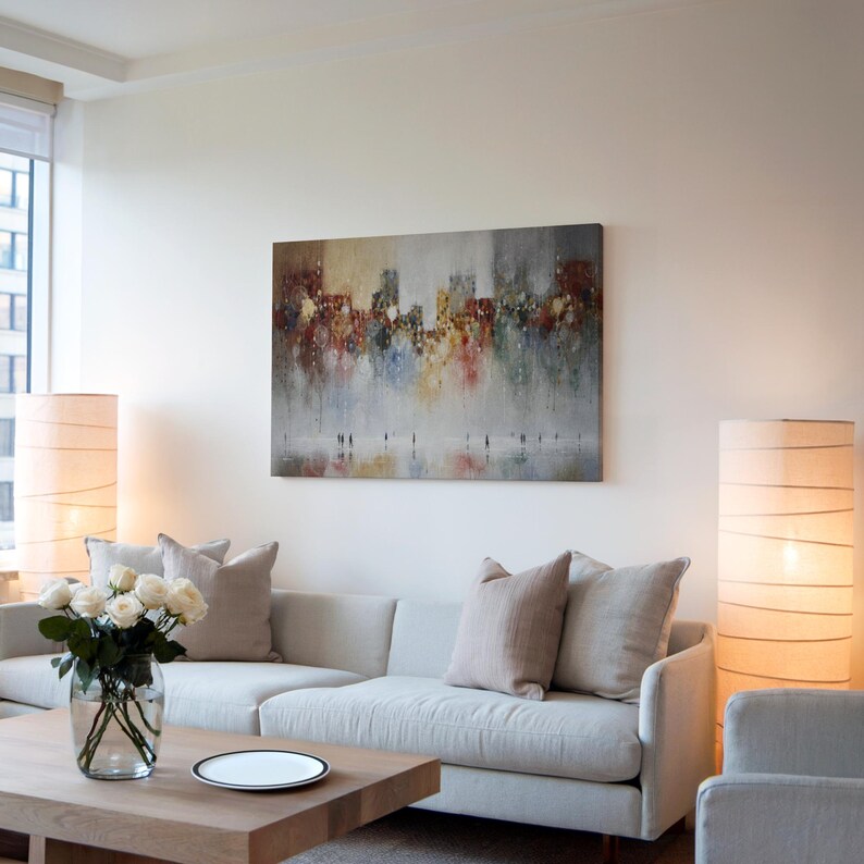 Abstract City Wall Art, Modern Urban Skyline Print, Contemporary City ...
