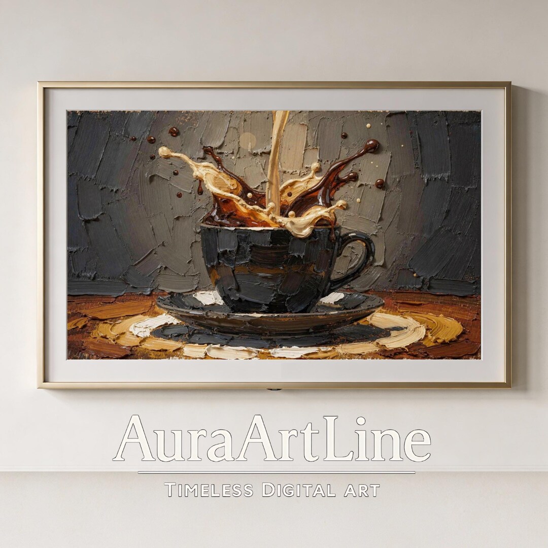 Coffee Splash Frame TV Art Wall Art, Textured Espresso Still Life ...