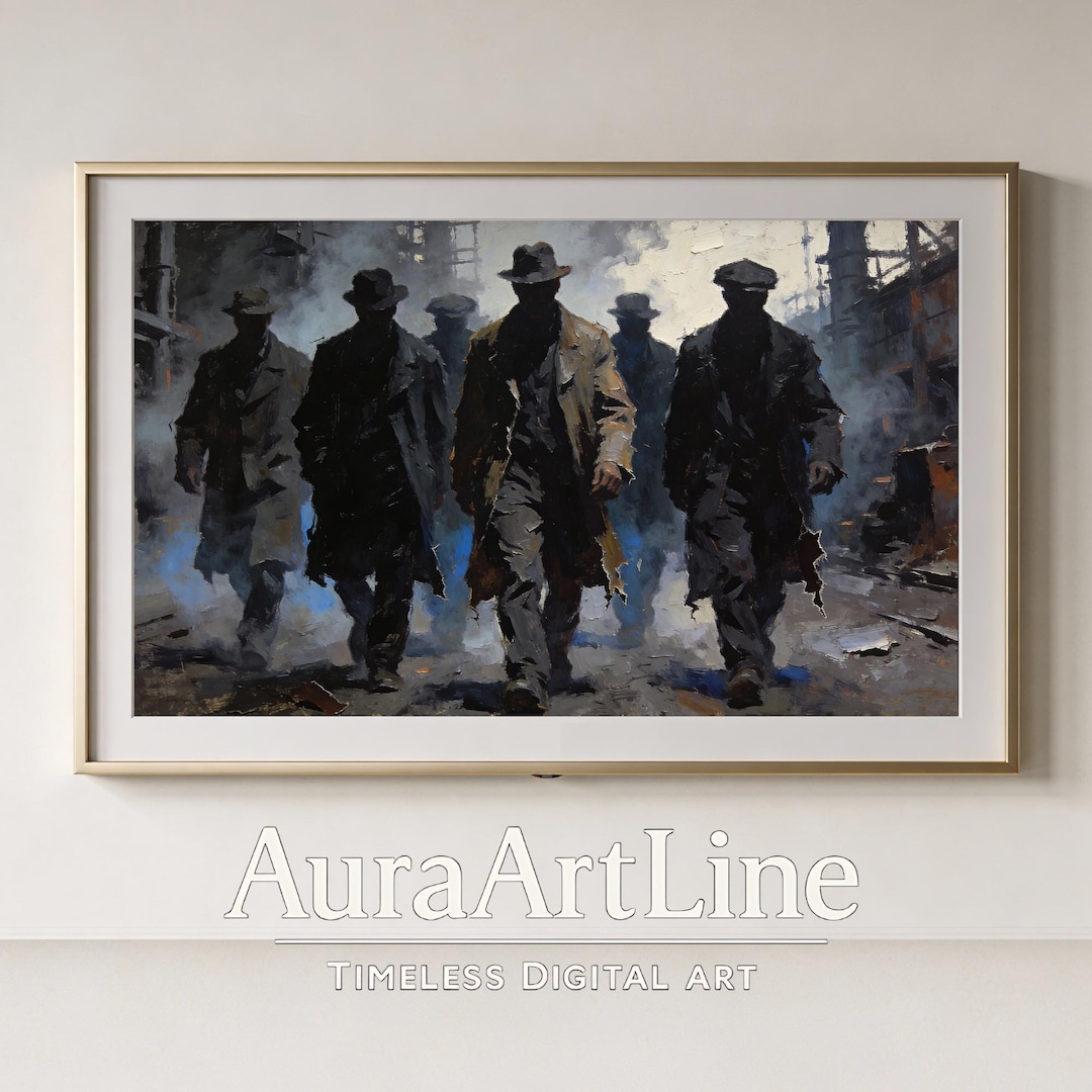 Dark Noir Gangster Frame TV Art Wall Art, Vintage Mafia Men Walking ...