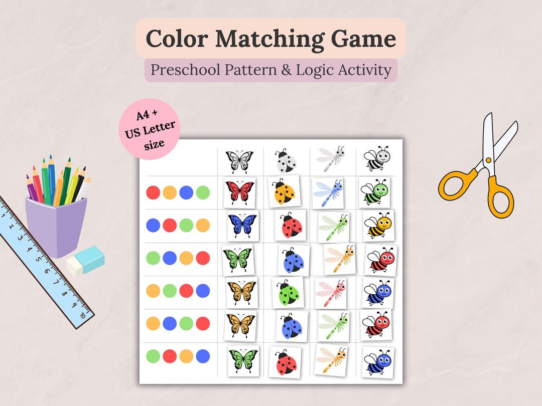 Preschool Color Matching Game Busy Binder Sorting Activity Printable ...