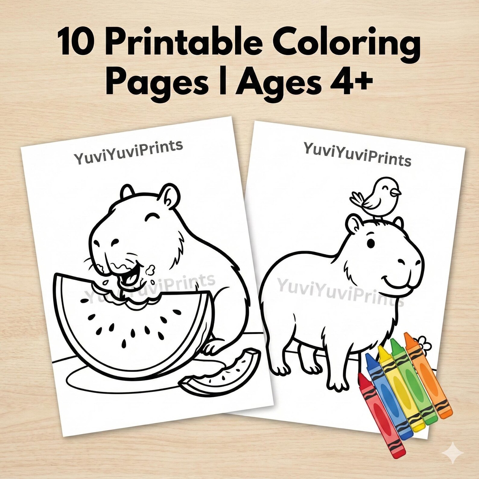 Age 4+ Capybara Coloring Pages for Kids | 10 Simple Printable Sheets ...
