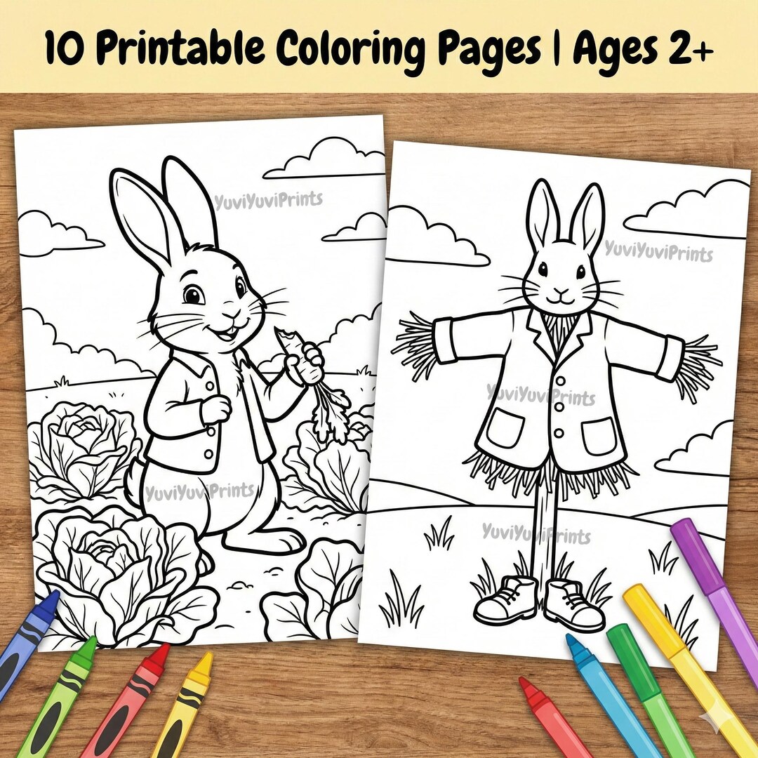 Beatrix Potter Coloring Pages | Ages 4+, Storybook Rabbits (PDF & JPG ...