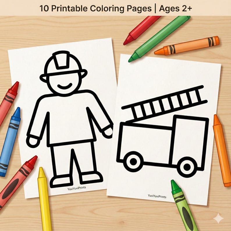 Age 2+ Fire Truck Coloring Pages for Toddlers | 10 Simple Printable ...