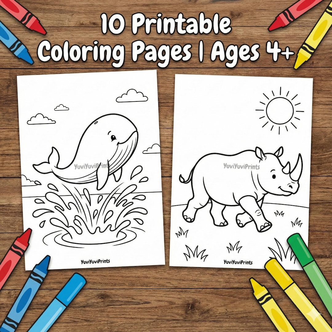 Age 4+ Big Animals Coloring Pages for Preschoolers | 10 Simple ...