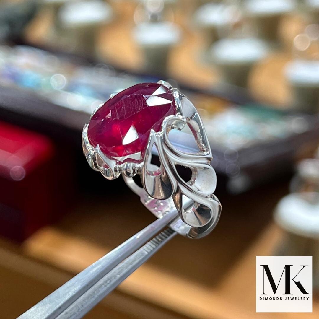 100% Natural Ruby 925 Sterling Silver Ring Heart Design Men's Ring (MK ...